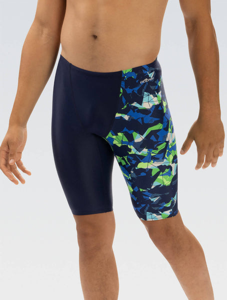 XtraSleek Men's Implode Blue and Green Asymmetrical Jammer : 8D31-C62 ...