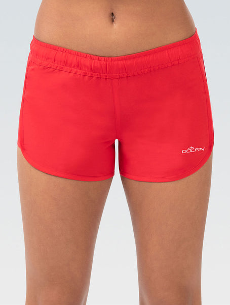 Women's Red Warm-Up Shorts : PSH01-152 – Dolfin Swimwear