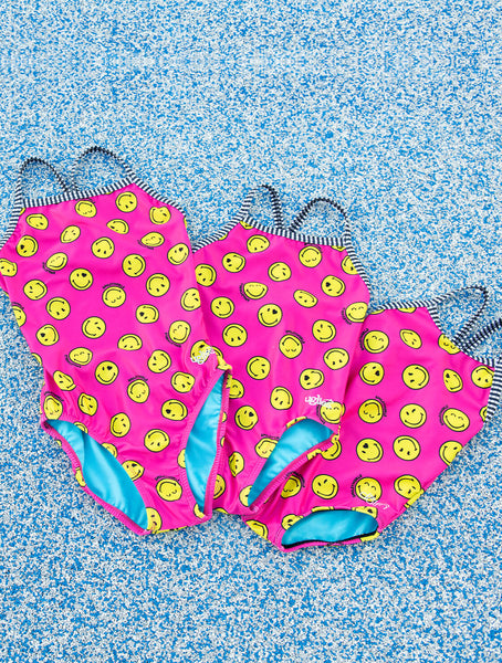 Girls' All Smiles One Piece Swimsuit | Criss Cross Back | SmileyWorld ...